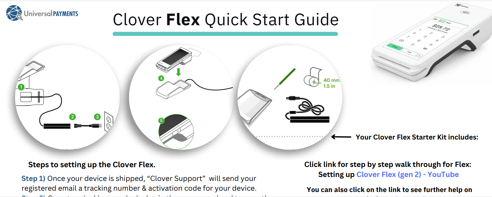Clover Flex Gen 2 Quick Start Guide - Universal Payments